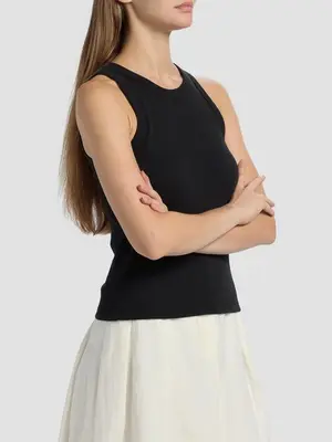 Jenni Kayne Rib-knit Cotton Tank - Black