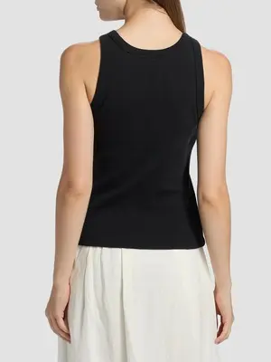 Jenni Kayne Rib-knit Cotton Tank - Black