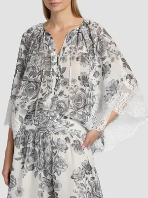 Kobi Halperin Paloma Floral Lace-trim Blouse