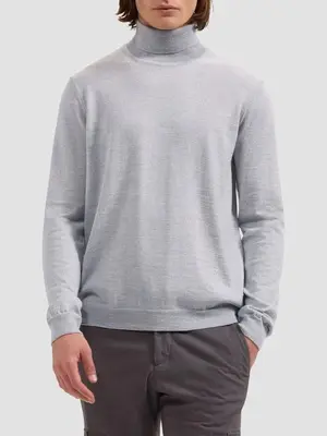 Bugatchi George Merino Wool Turtleneck Sweater - Platinum