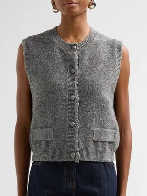 Kobi Halperin Lilah Metallic Sleeveless Cardigan