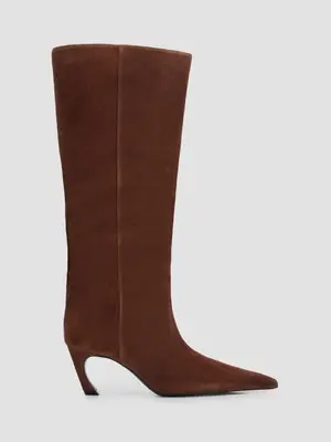 Schutz Lexi 75mm Suede Boots - Root Brown