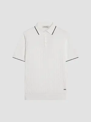 Bugatchi Argyle-stitched Polo Sweater - Chalk