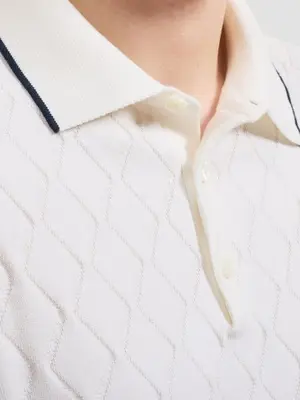 Bugatchi Argyle-stitched Polo Sweater - Chalk