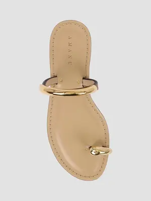 AMANU 25 The Samburu Metallic Loop Leather Sandals - Cognac