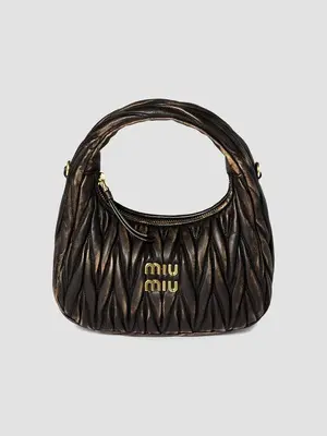 Miu Miu Wander Matelassé Nappa Leather Top Handle Bag - Brown