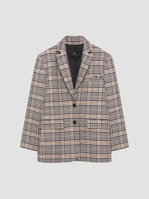 ANINE BING Quinn Plaid Oversized Blazer