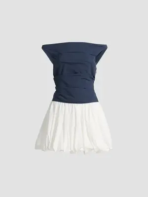 Simkhai Salina Two-tone Off-the-shoulder Bubble Minidress