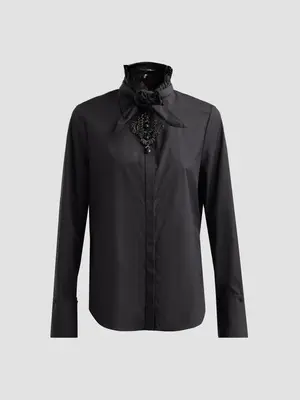 Kobi Halperin Rocco Embellished Tie Blouse - Black