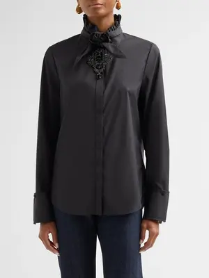 Kobi Halperin Rocco Embellished Tie Blouse
