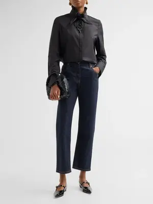 Kobi Halperin Rocco Embellished Tie Blouse