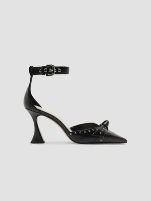 ALEXANDRE BIRMAN Clarita 85mm Grommet-trimmed Leather Pumps - Black