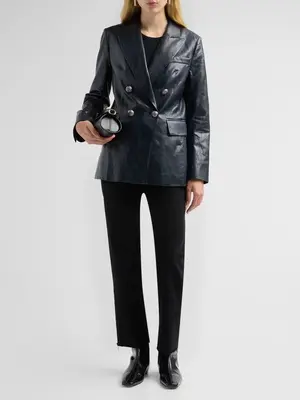 Kobi Halperin Alyson Faux-leather Double-breasted Jacket - Navy
