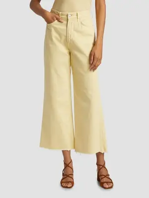 Veronica Beard Taylor High-rise Wide-leg Crop Jeans - Chamomile