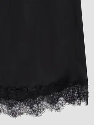 ANINE BING Shelby Silk-blend Lace-trim Midi Skirt
