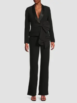 Aidan Mattox Draped Stretch-crepe Tuxedo-style Jumpsuit - Black