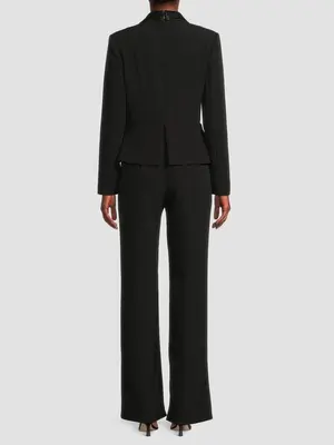 Aidan Mattox Draped Stretch-crepe Tuxedo-style Jumpsuit - Black