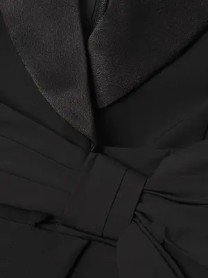 Aidan Mattox Draped Stretch-crepe Tuxedo-style Jumpsuit - Black