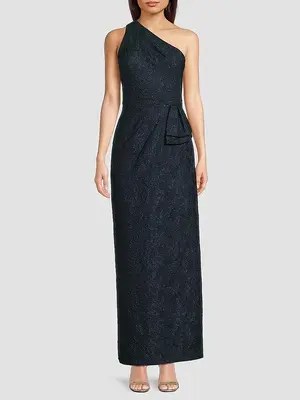 Aidan Mattox Textured Jacqaurd Column Gown