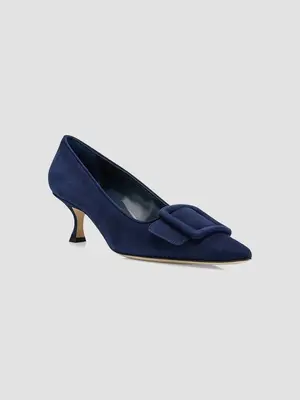Manolo Blahnik Maysale 50mm Suede Buckle Pumps