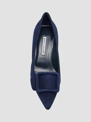 Manolo Blahnik Maysale 50mm Suede Buckle Pumps