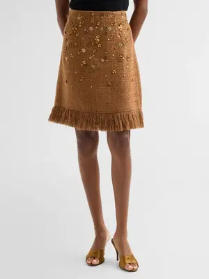 Kobi Halperin Marisa Embellished Tweed Knee-length Skirt