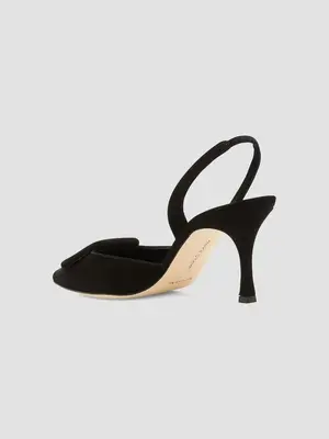 Manolo Blahnik Maysli 70mm Suede Slingback Pumps - Black