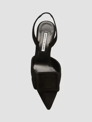 Manolo Blahnik Maysli 70mm Suede Slingback Pumps - Black
