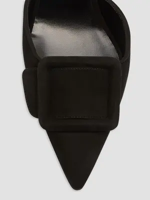 Manolo Blahnik Maysli 70mm Suede Slingback Pumps - Black