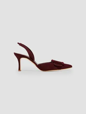 Manolo Blahnik Maysli 70mm Suede Slingback Pumps - Red
