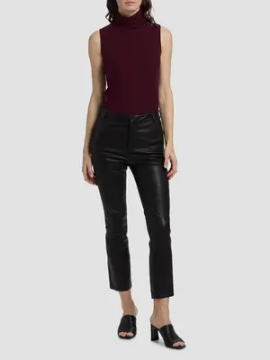 L'Agence Ketra Leather Baby Boot-cut Trousers
