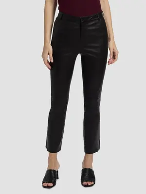 L'Agence Ketra Leather Baby Boot-cut Trousers