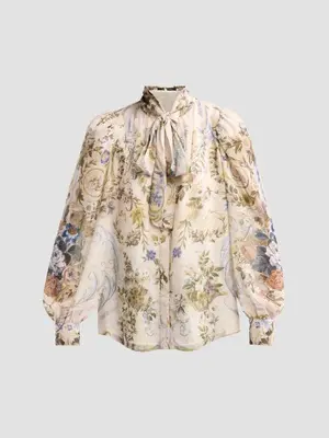 Kobi Halperin Beau Floral Tieneck Blouse