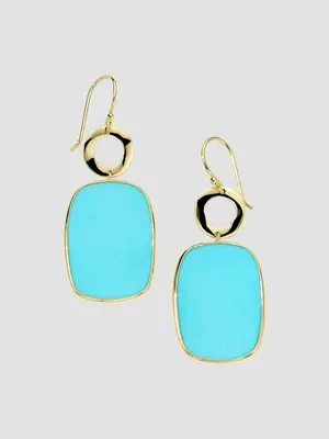 Ippolita Rock Candy 18k Yellow Gold & Lapis Wavy Circle Drop Earrings - Turquoise