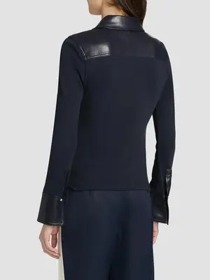 Cinq À Sept Magali Faux-leather-trim Stretch-cotton Top