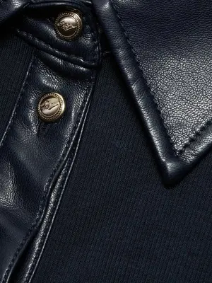Cinq À Sept Magali Faux-leather-trim Stretch-cotton Top