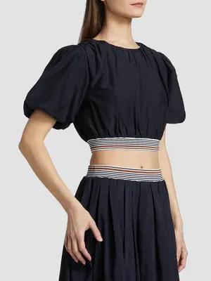 Veronica Beard Gabriela Cotton-silk Crop Top
