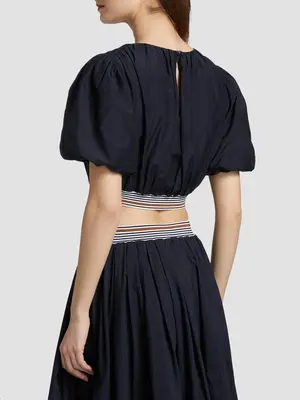 Veronica Beard Gabriela Cotton-silk Crop Top