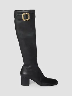 Miu Miu Nappa Leather Boots With Buckle - Black
