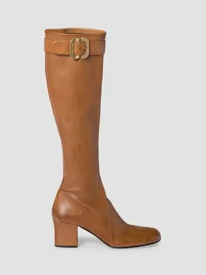 Miu Miu Nappa Leather Boots With Buckle - Brown
