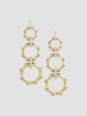 ANABEL ARAM Bamboo 18k--plated & Cubic Zirconia Triple Drop Earrings - Gold