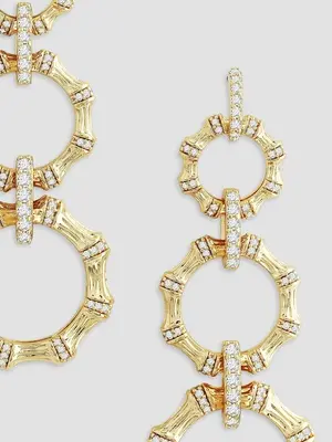 ANABEL ARAM Bamboo 18k--plated & Cubic Zirconia Triple Drop Earrings