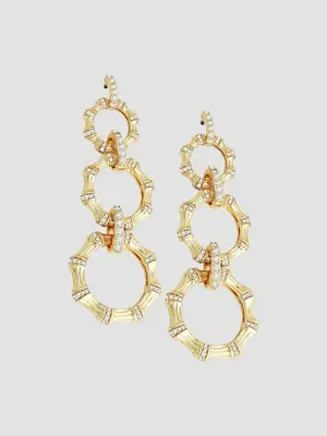 ANABEL ARAM Bamboo 18k--plated & Cubic Zirconia Triple Drop Earrings