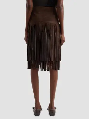 Kobi Halperin Kyla Fringed Suede Midi Skirt