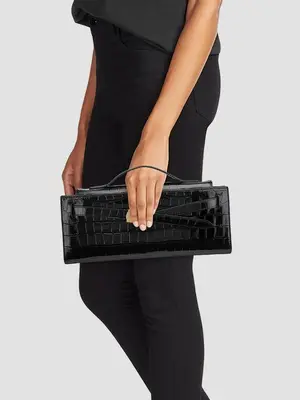 Veronica Beard Croc-embossed Leather Clutch