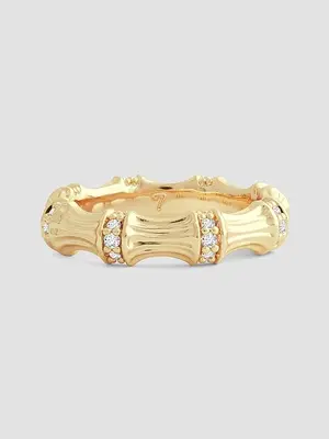 ANABEL ARAM Bamboo 18k--plated & Cubic Zirconia Ring - Gold
