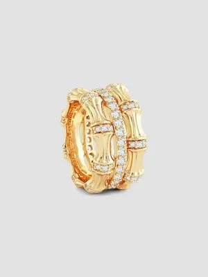 ANABEL ARAM Bamboo 18k--plated & Cubic Zirconia Stacking Ring