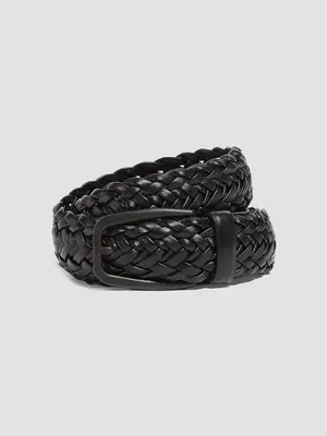 Zegna Leather Braided Belt - Black