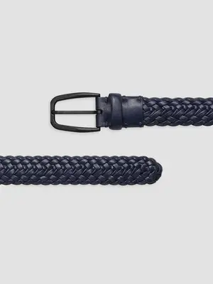 Zegna Leather Braided Belt - Blue