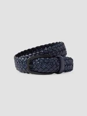 Zegna Leather Braided Belt - Blue